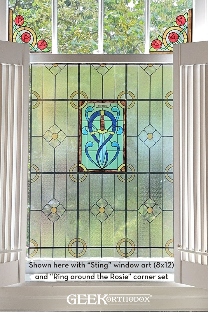 Middle-earth | Hobbit Shire Flower Pattern Stained Glass Window Cling ...